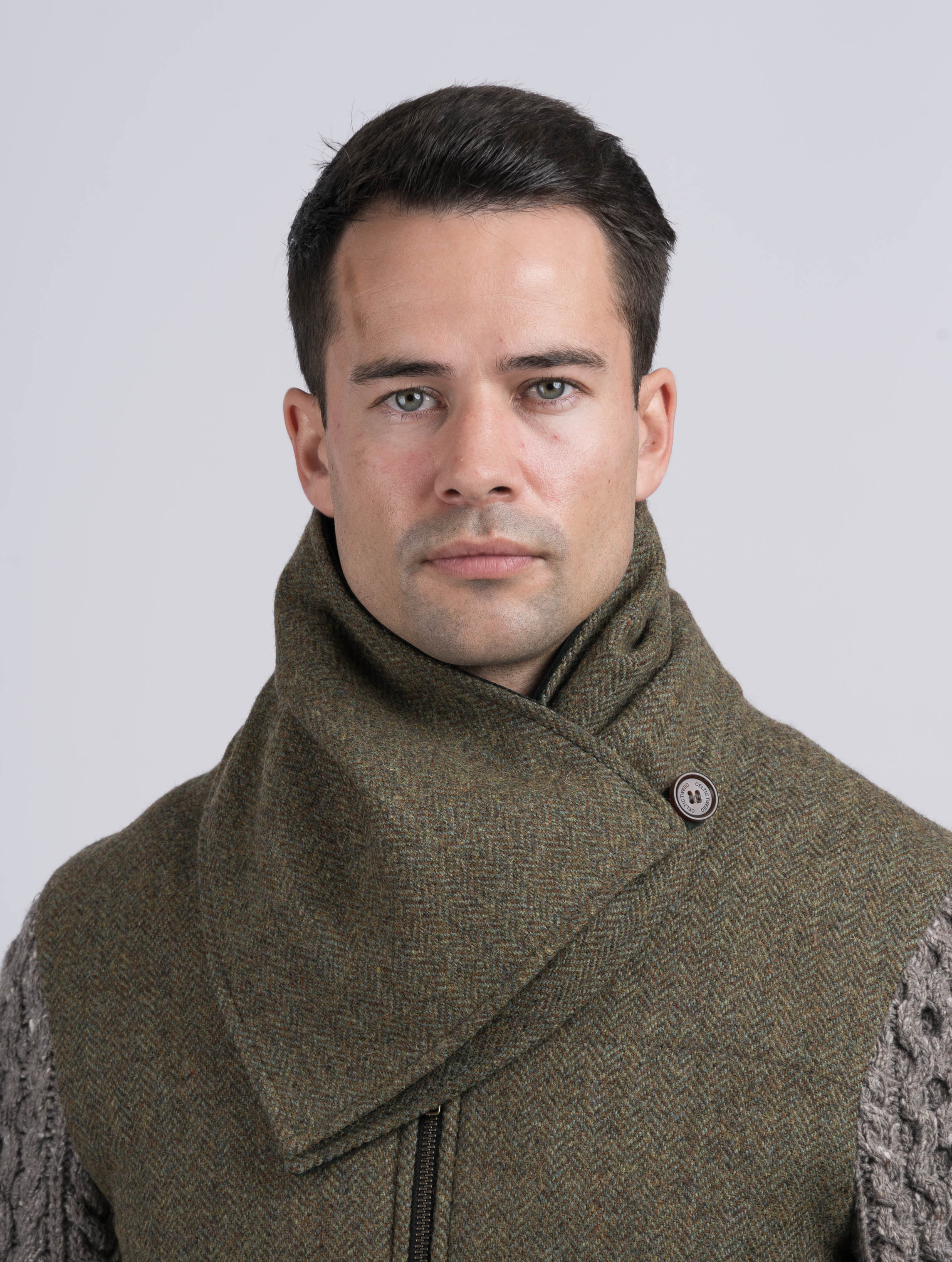 Moss Green Tweed Snood with Reversible Green Velvet Snood – celtictweed
